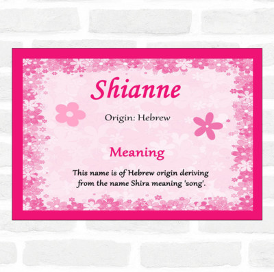 Shianne Name Meaning Pink Certificate | eBay