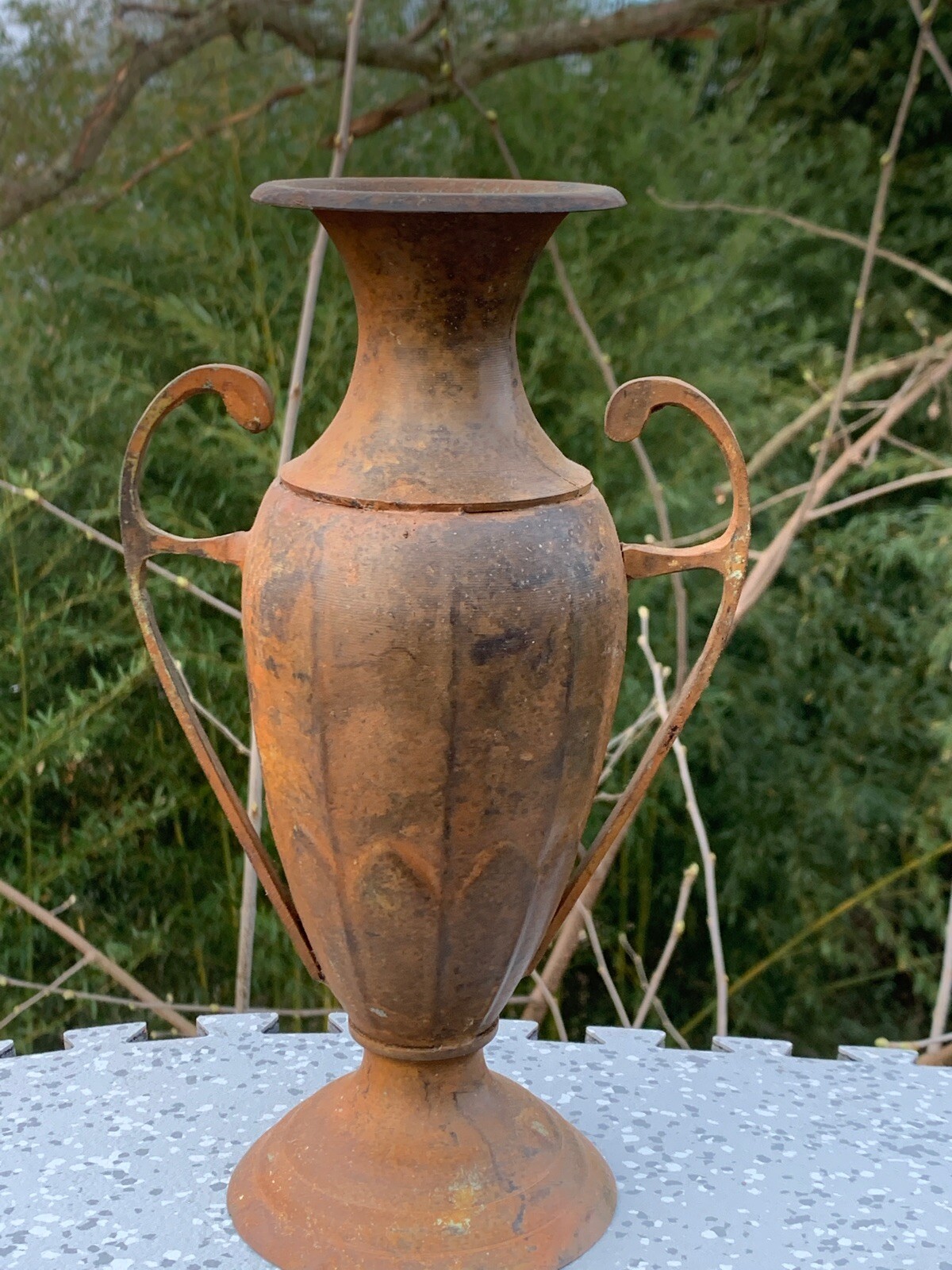 RARE Cyan Design Patina Rusted Metal Brass Vessel Genie Grecian Urn ...