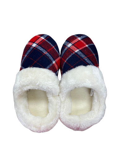 NEW Isotoner Womens Red Blue Plaid Boxed Slippers - Size Med 6.5-7.5 ...