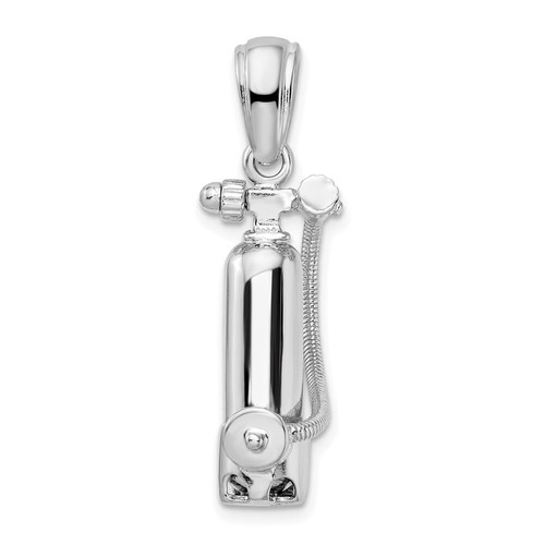 Sterling Silver Rhodium-Plated 3D Single Scuba Tank with Hose Pendant ...