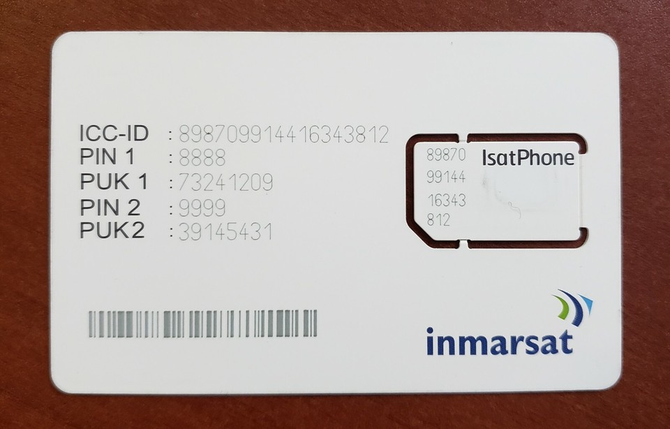 INMARSAT ISATPHONE Satellite Phone PREPAID SIM Card (No Airtime ...