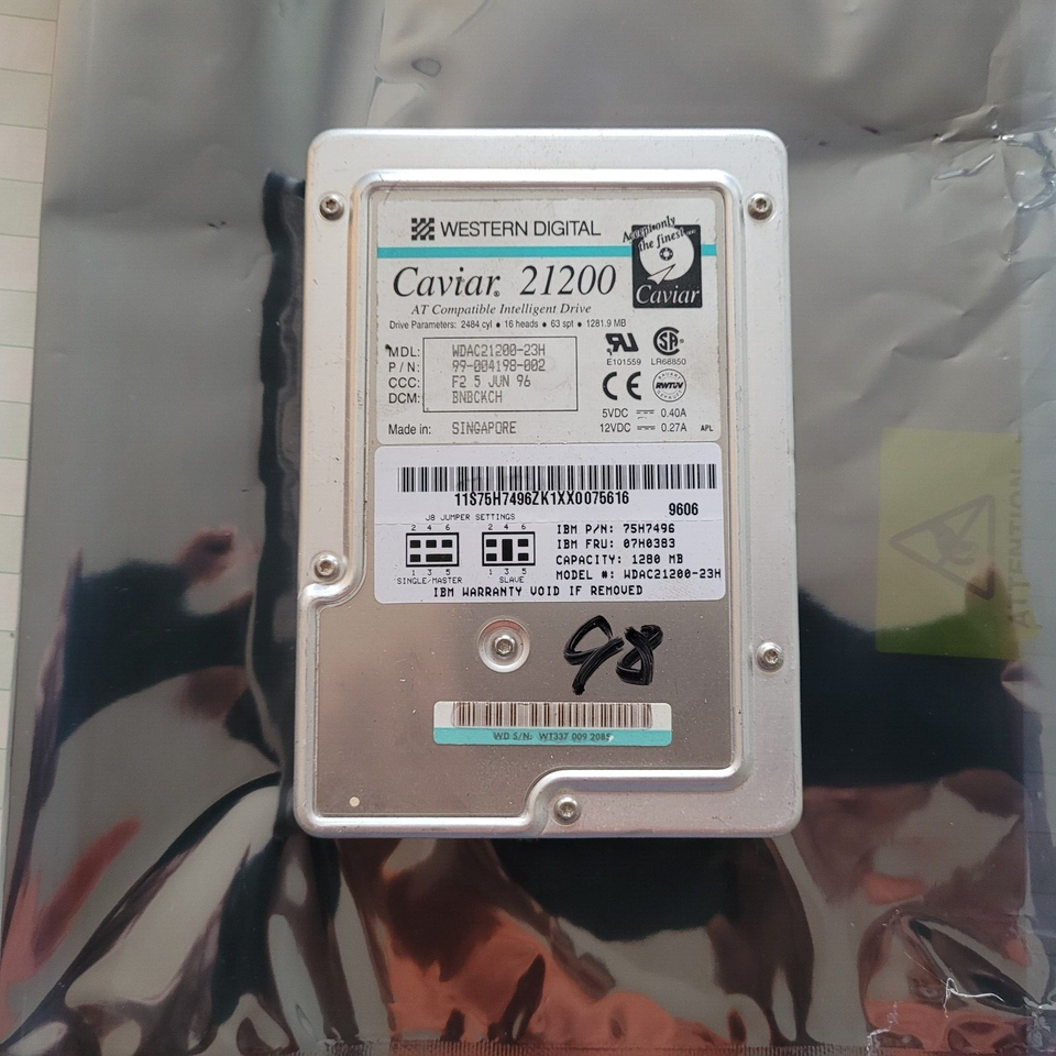 Vintage Hard Drive - Western Digital Caviar 21200 - 1.19 GB ...