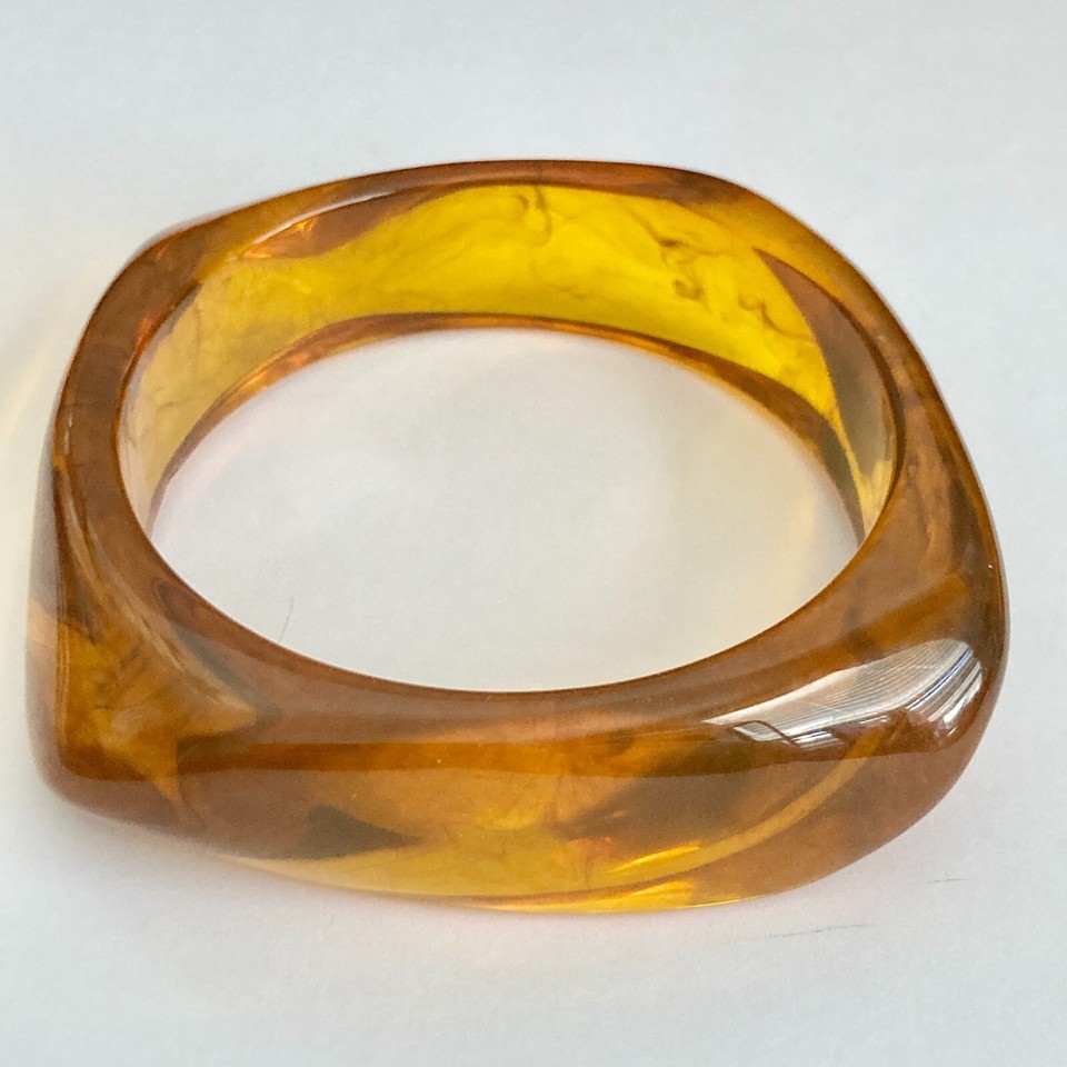 Vintage Lucite Acrylic Faux Honey Amber Tortoise Shell Bracelet Bangle ...