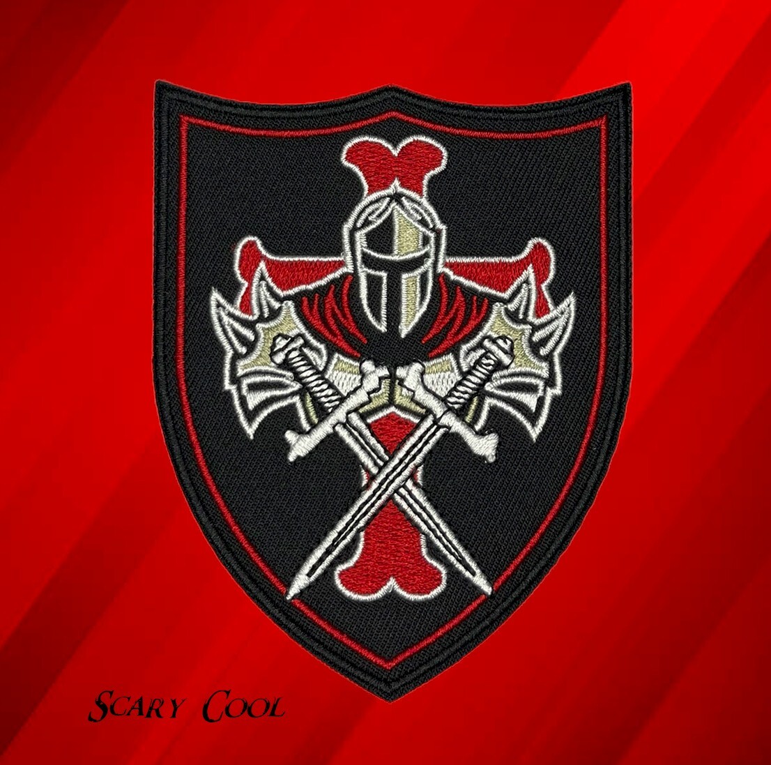 New Knight Templar Sword Shield Cross Embroidered Biker Iron On Patch ...