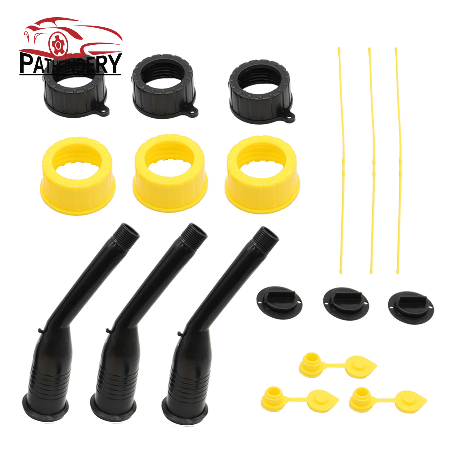 3 Kit Old Style Gas Can Spout w/Tough Nozzles Screw Collar Vent Caps ...