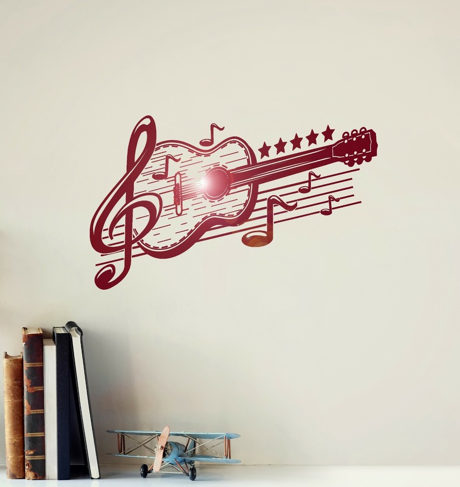 Vinyl Wall Decal Guitar Musical Art Music Decor Stickers Mural (443ig ...