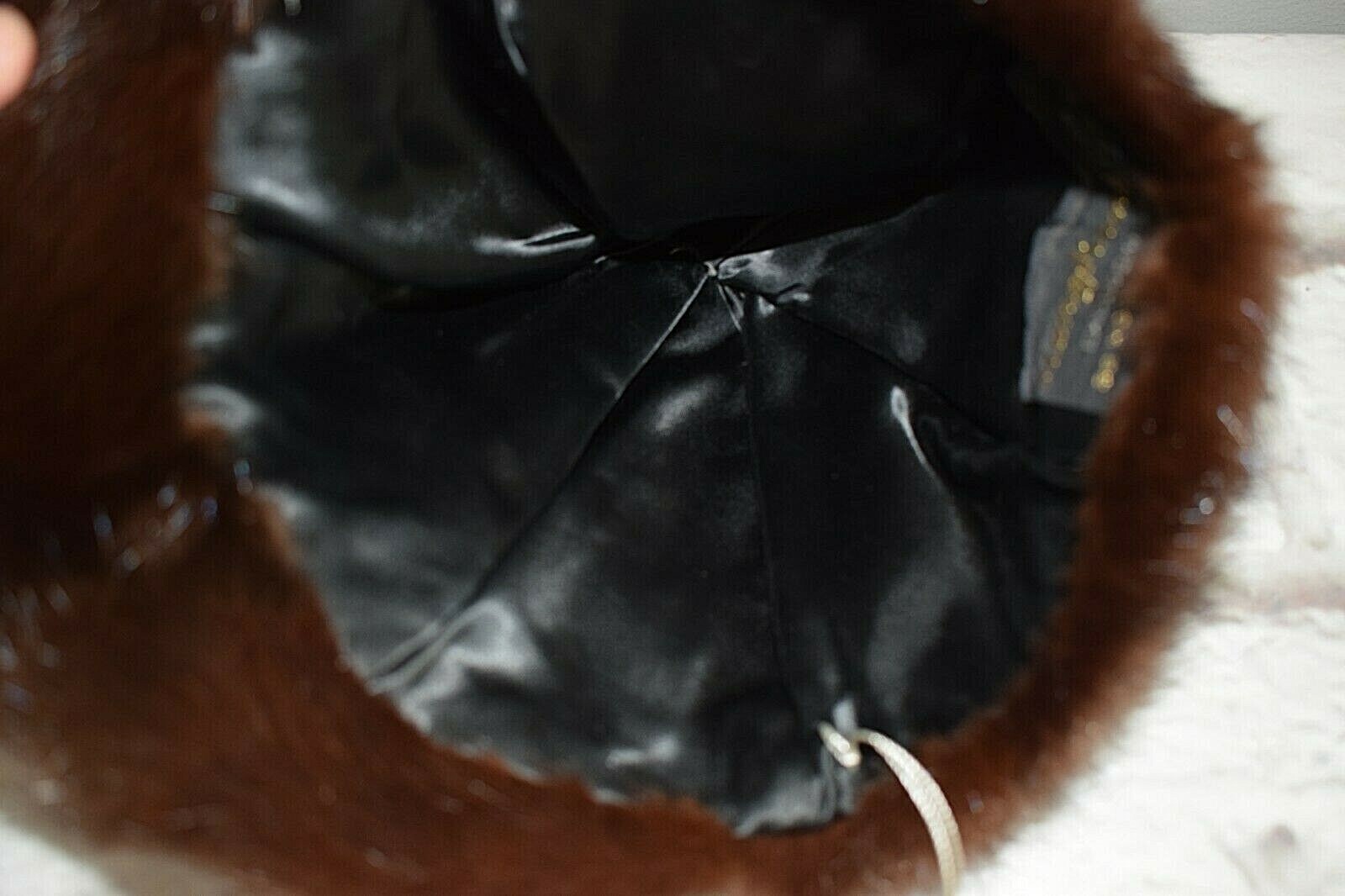 Emba Mink Jockey Look Hat by Hong Kong Fur Co Dark Brown 21" Inside ...