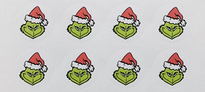 24x Christmas Gift Stickers Labels The Grinch Face Santa Claus Craft ...