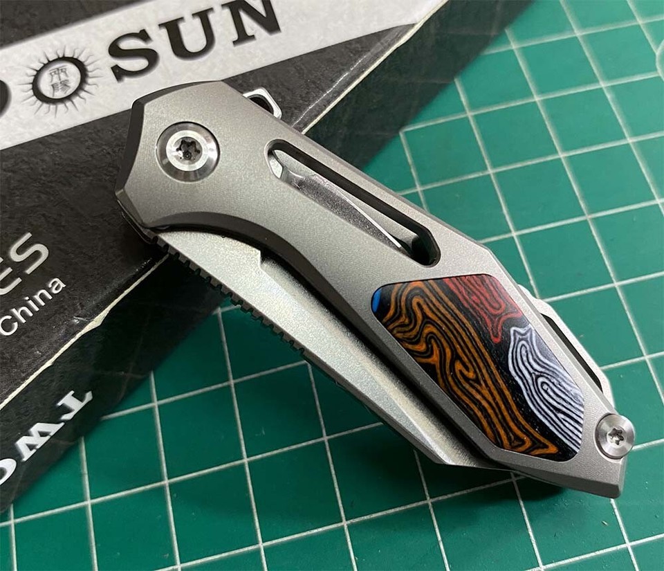 TWOSUN FLIPPER POCKET MINI MICRO KNIFE TITANIUM CF M390 TS35-FireAnt ...
