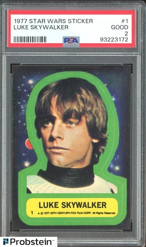 1977 Topps Star Wars Stickers #1 Luke Skywalker RC Rookie PSA 2 GD | eBay