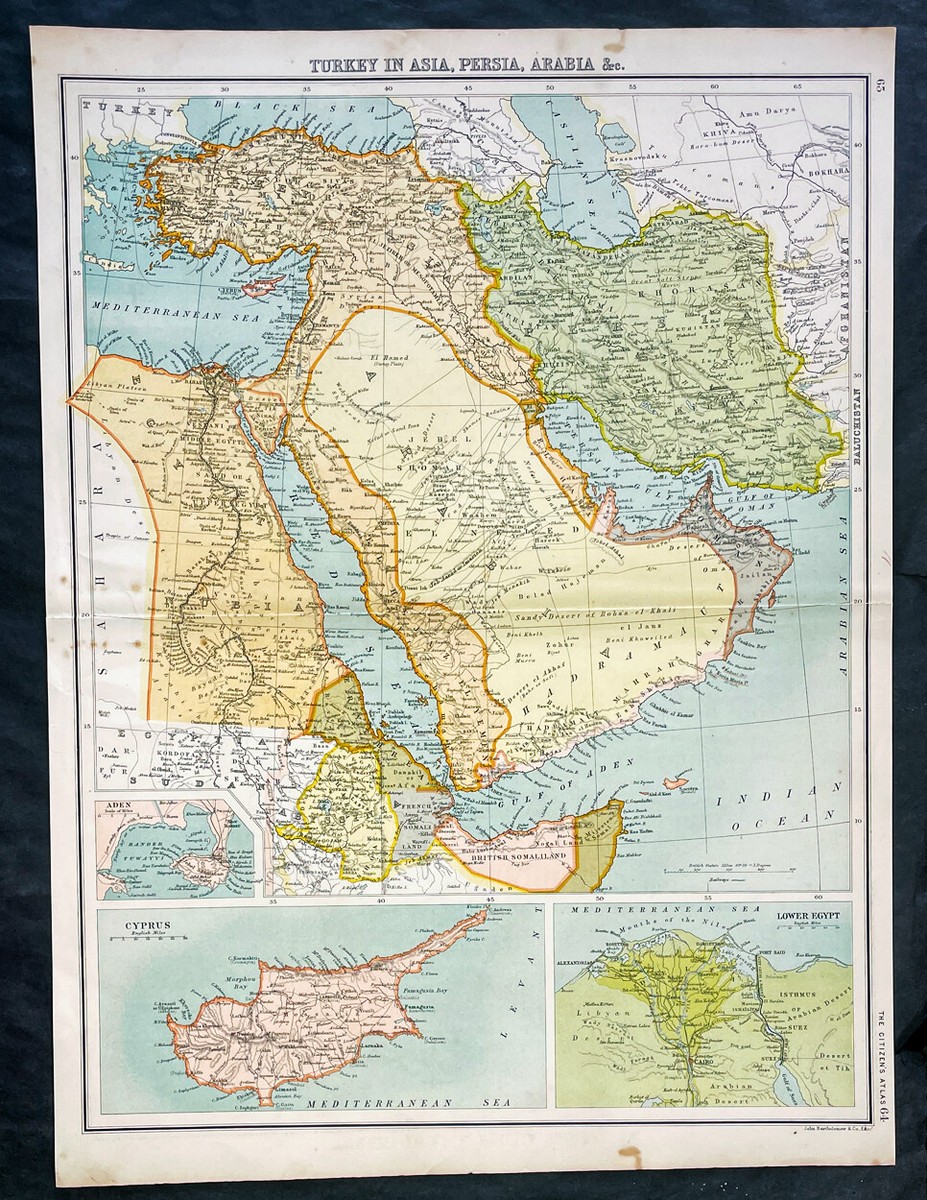 Ottoman Empire 1890 Map Cram's 1890 Color Map ~ TURKISH EMPIRE