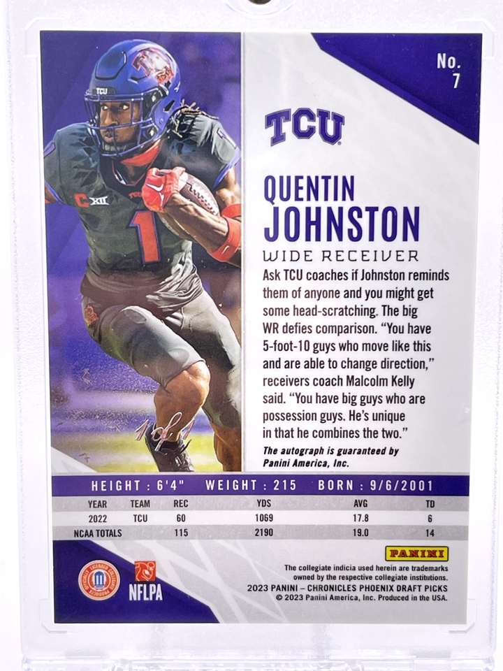 2023 Panini Chronicles Phoenix Draft Picks Quentin Johnston Black ...