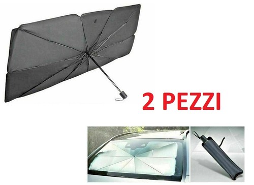 2X Car Sunshade Front Shield 130X75 Portable Umbrella Windshield Black ...