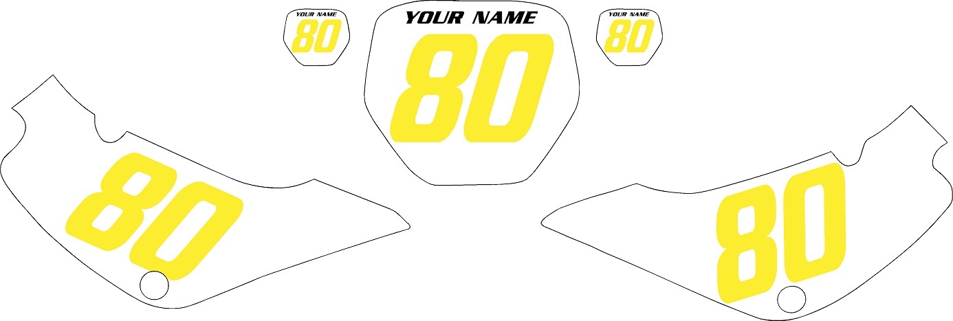 Suzuki JR 80 Custom Pre-Printed White Backgrounds with Yellow Numbers ...