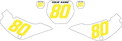 Suzuki JR 80 Custom Pre-Printed White Backgrounds with Yellow Numbers ...