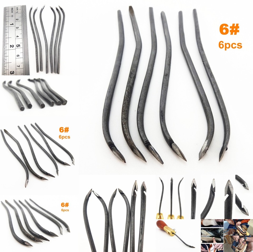 6pc 6# Leather Craft Shoemaker Cobbler Sewing Stitching Hook Awl Needle ...