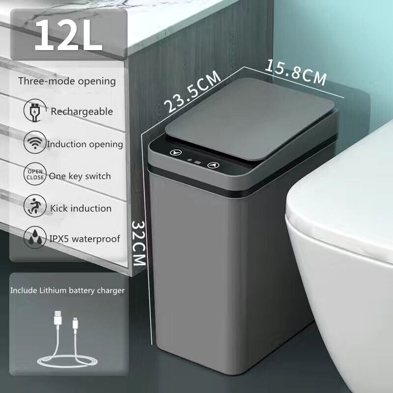 Smart Sensor USB Trash Can Home Intelligent Waste Bin Rubbish Dustbin ...