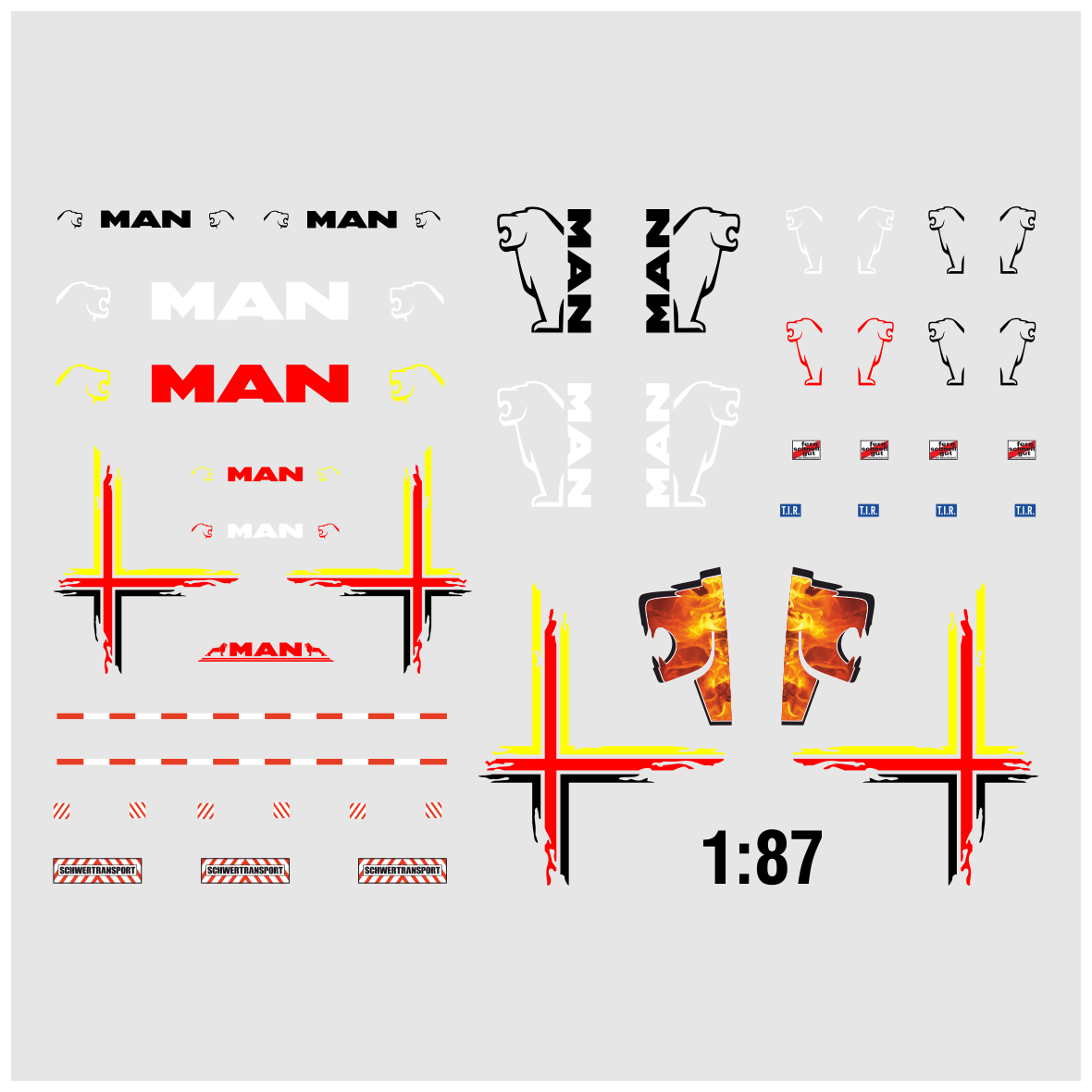 Waterslide Decal 1:87 Spur H0 MAN Truck Löwe LKW - Modellbahn - Set B ...