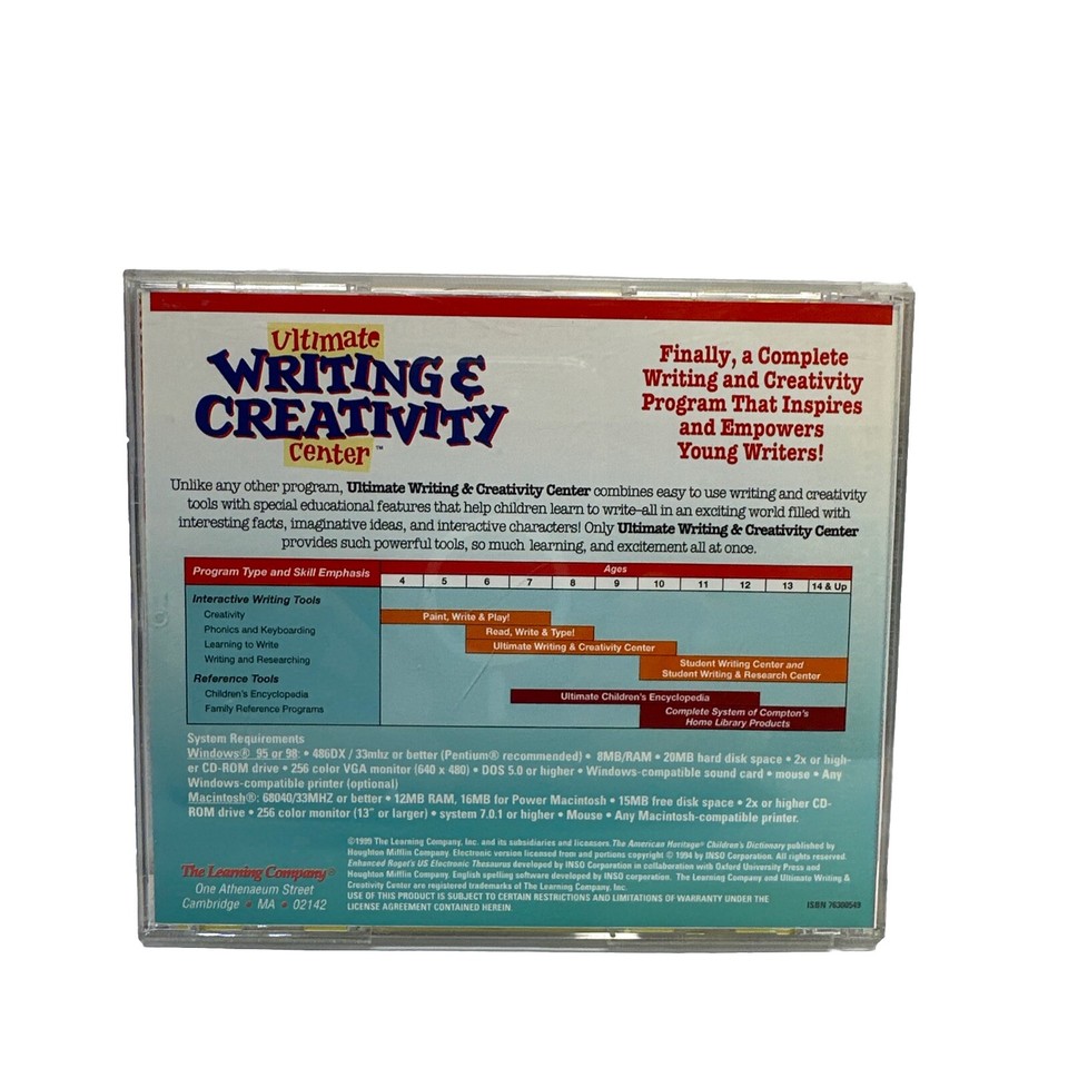 Ultimate Writing and Creativity Center Ages 6-10 Vintage PC CD-ROM,Very ...