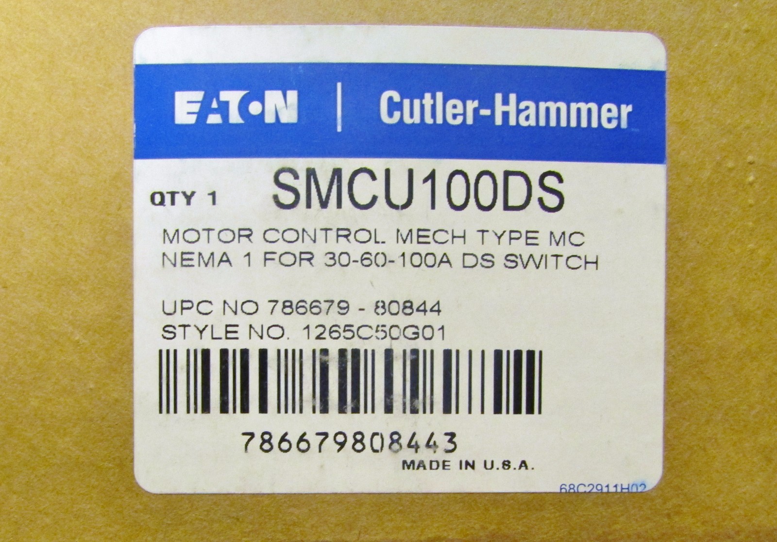 EATON CUTLER HAMMER SMCU100DS DS Switch Mech Handle 30-60-100 Amp ...