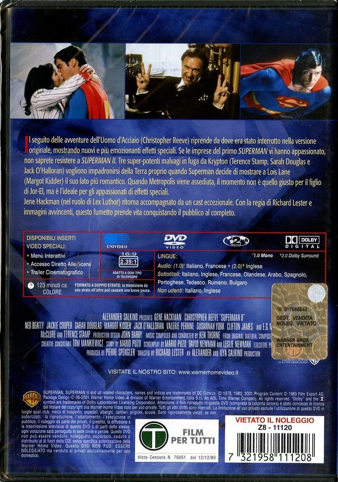 superman 2 Italian Import (DVD) christopher reeve gene hackman (UK ...