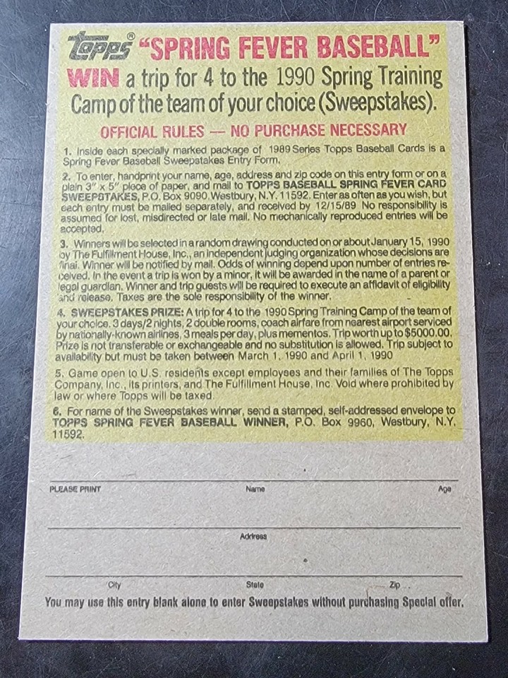 1990 Topps Company Store / Spring Fever Baseball | eBay