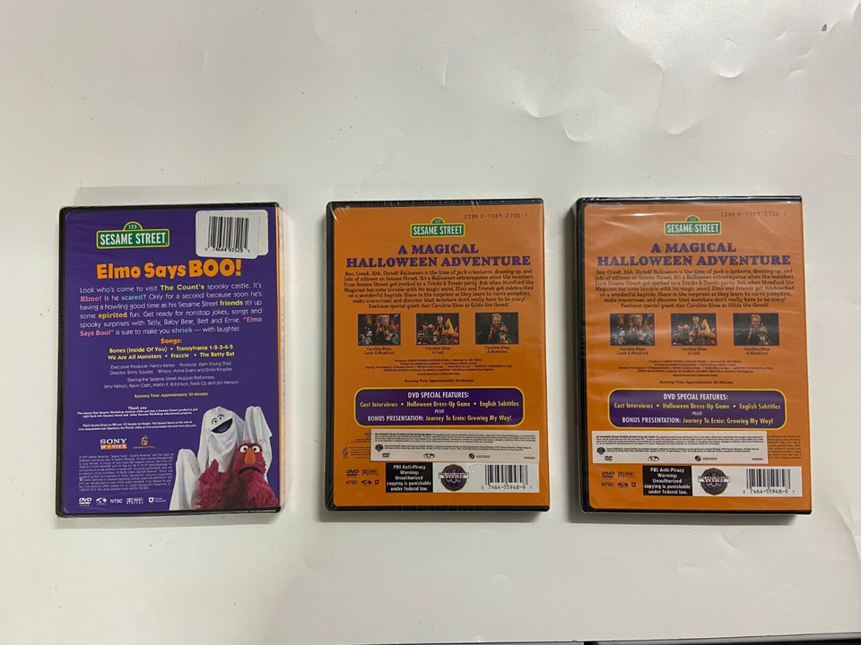 *Lot of 3 DVDs* Sesame Street A Magical Halloween Adventure & Elmo Says ...