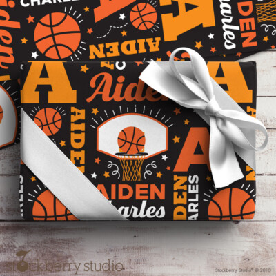 Basketball Wrapping Paper Personalized Boy Children's Name Gift Wrap ...