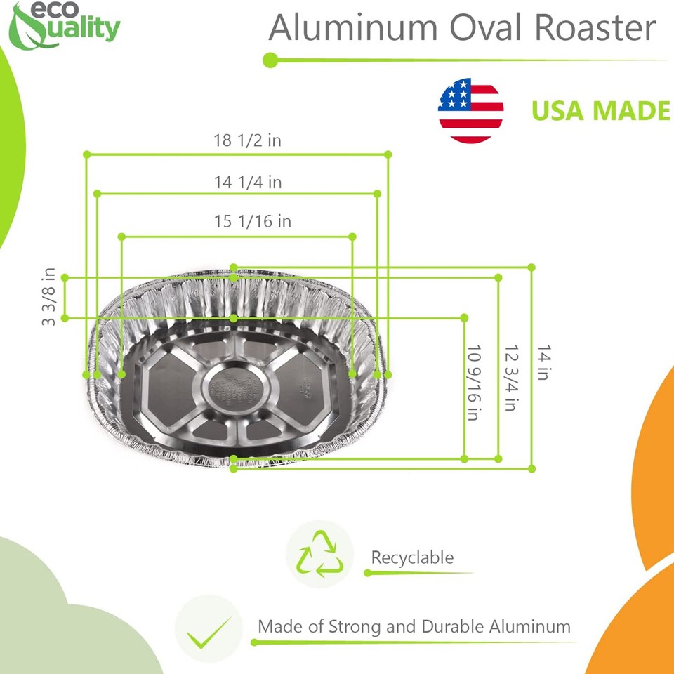 Disposable Aluminum Oval Roaster Turkey Pan Extra Deep Heavy Duty Foil ...