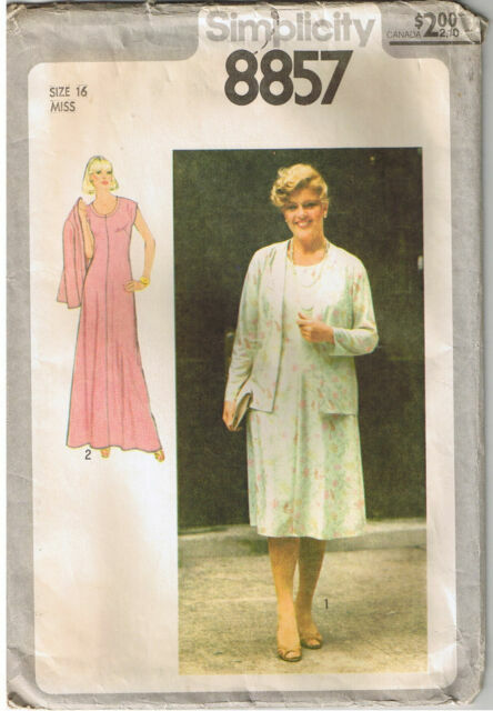 Size 18-20 Uncut Simplicity 8857 Pattern 1970s Jacket Cap Sleeve Dress ...