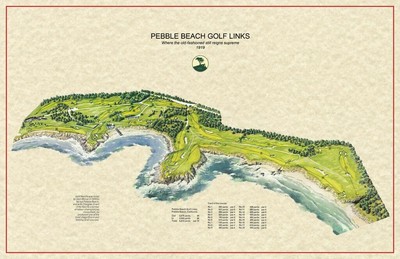 Pebble Beach - Vintage Golf Course Maps print (30" x 19") | eBay