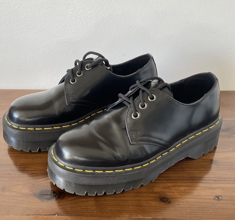 Dr Martens Quad Platform Leather Oxford Shoes Women 8 Black Grunge ...