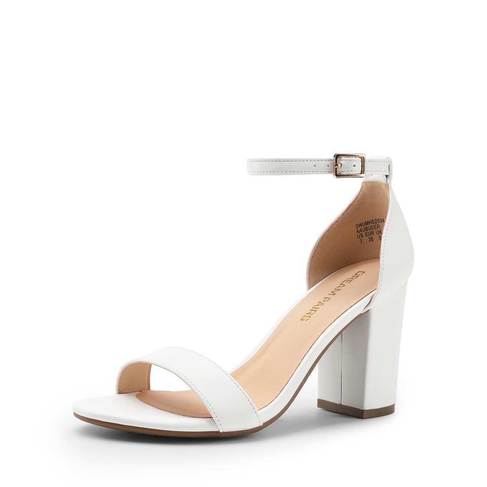 Women Ankle Strap Open Toe Mid Chunky Block Heel Sandals for Wedding ...