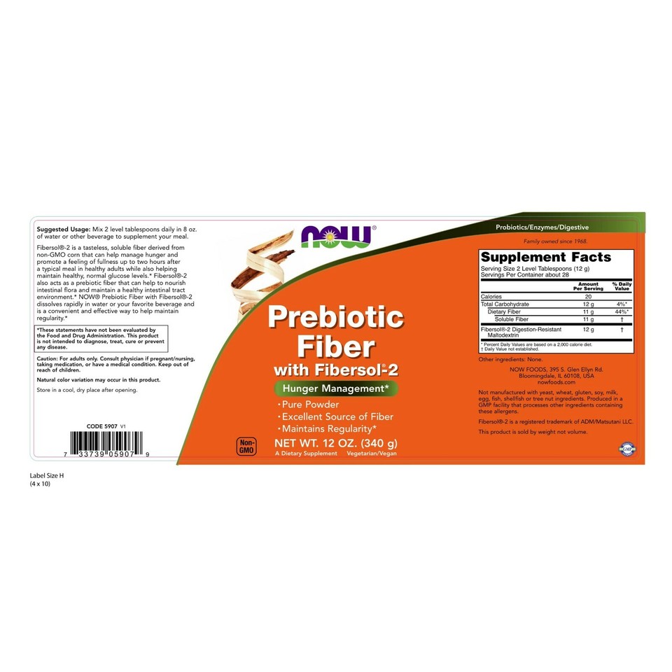 NOW Foods Prebiotic Fiber with Fibersol-2 Powder, 12 oz. | eBay