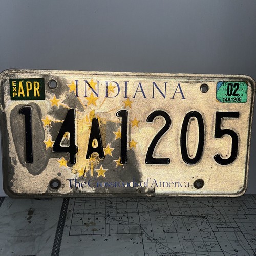 Vintage Indiana License Plate - - Single Plate 2002 Crafting Birthday ...