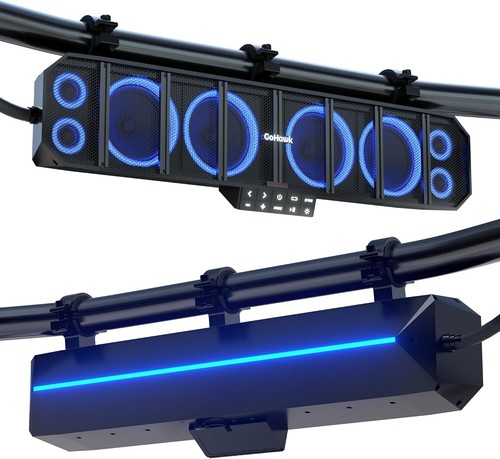 600W 25" 8 Speaker Bluetooth Polaris ATV UTV RZR Waterproof LED Sound ...