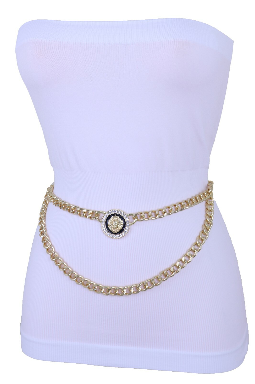 Women Sexy Fashion Belt Gold Metal Chain Lion Charm Buckle Plus Size ...