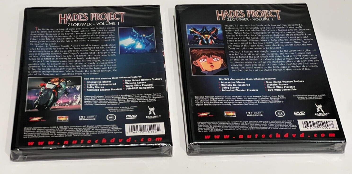 Hades Project Zeorymer Vol 1 Separation Vol 2 Extinction New Dvd Anime ...