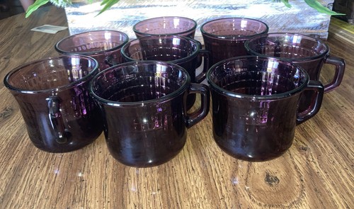 Vintage Set of 8 Forte Crisa Mexico Purple Glass Coffee/Tea Cups ...