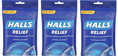 Halls Cough Drops Mentho-Lyptus 30ct ( 3 pack ) blue __ | eBay