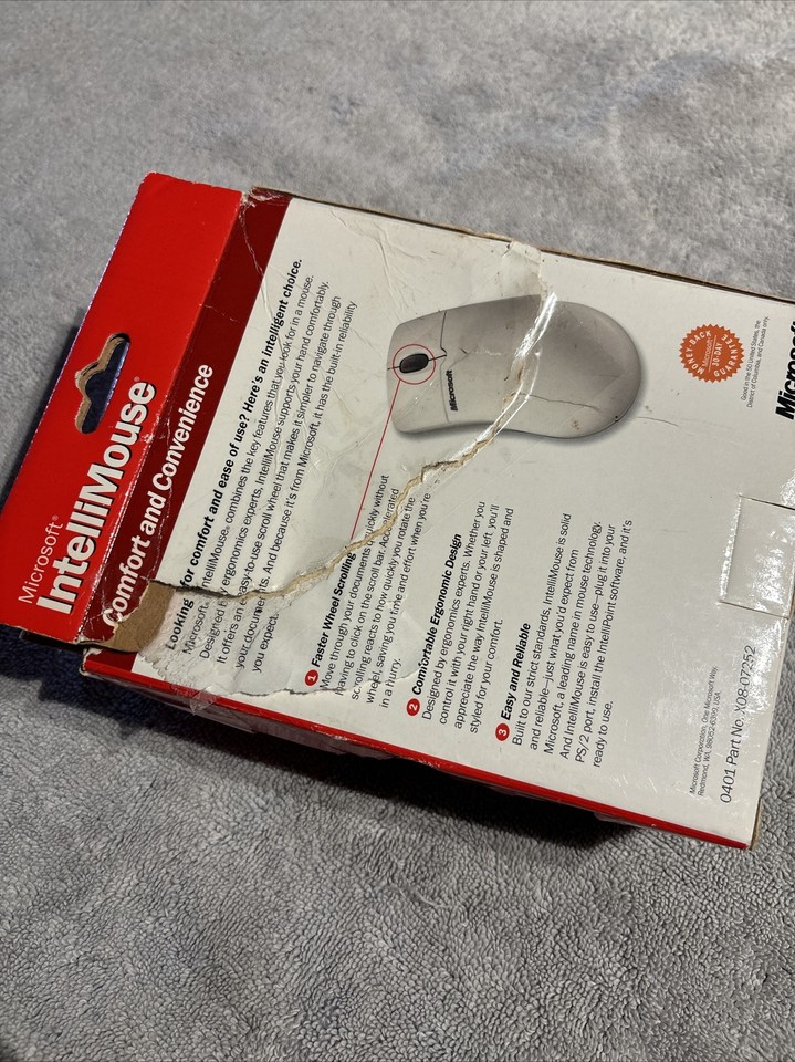 2002 Microsoft IntelliMouse 3.0 PC PS/2 Wired Computer Mouse X08-07252 ...