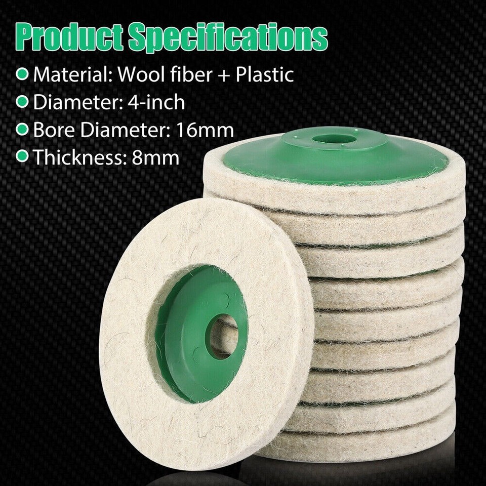 4 Inch Wool Buffing Disc Pad Set 10 Pieces Suitable for Various ...