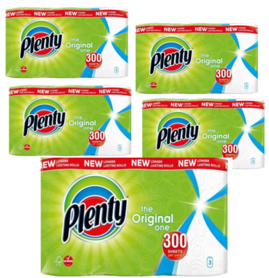 Bulk! Plenty Original One White Kitchen Towels 5 x 3 Roll Pack , 15 ...