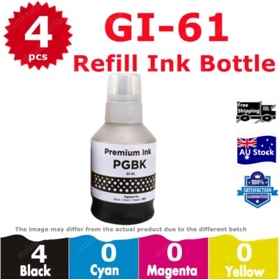 4X Compatible GI61 GI-61 Black Ink Bottle For Canon MegaTank G3630 ...