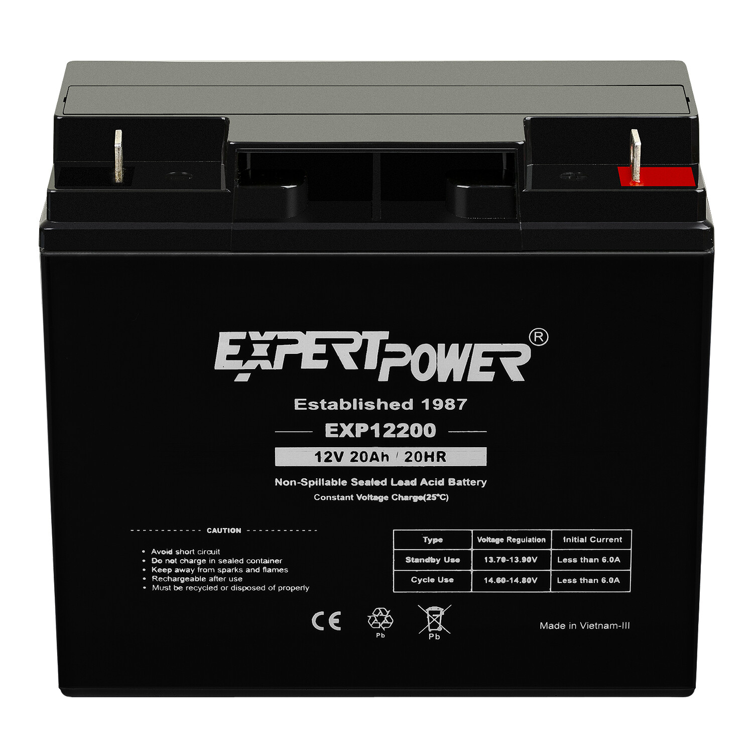 ExpertPower Exp12200 12v 20ah AGM Maintenance Lead Acid Battery for ...