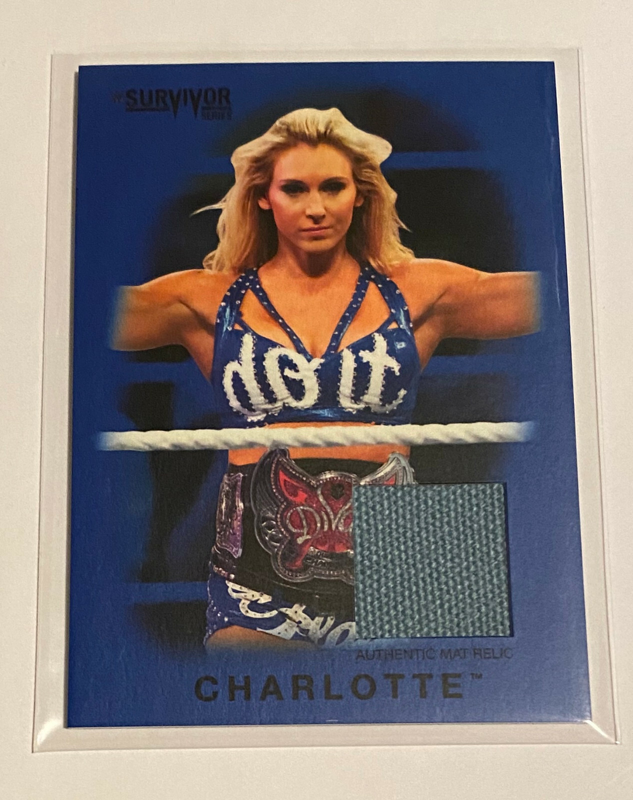 CHARLOTTE FLAIR /25 Blue 2016 WWE Topps Heritage Survivor Series Mat ...