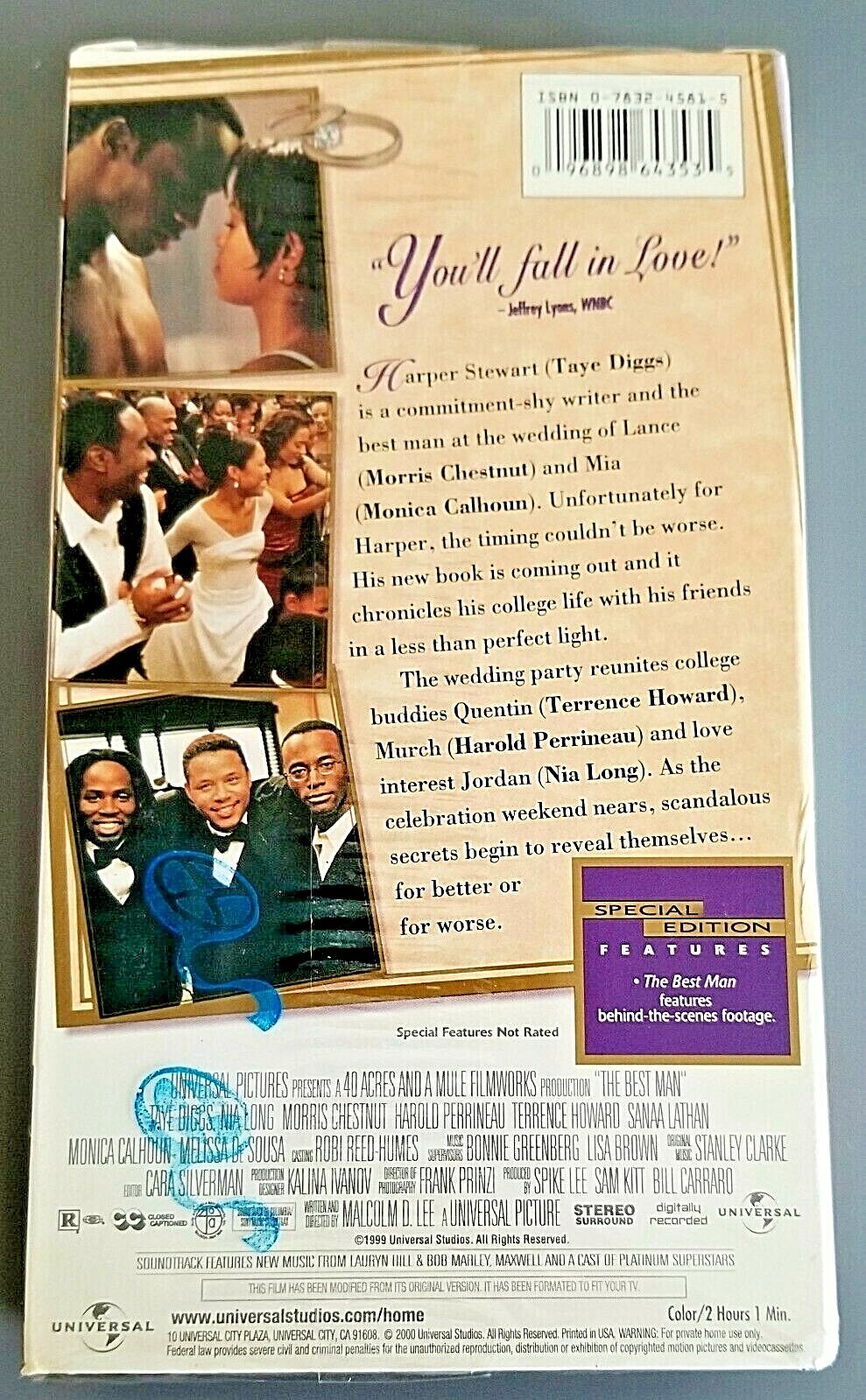 The Best Man (VHS, 2000, Special Edition)(Drama) Nia Long, Taye Diggs ...