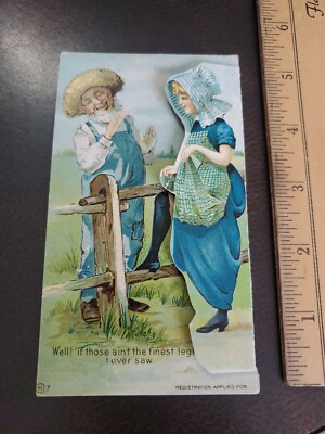 Rare NOS Unused 1890s Risque' Woman Showing Leg to Farmer Pinup Theme ...