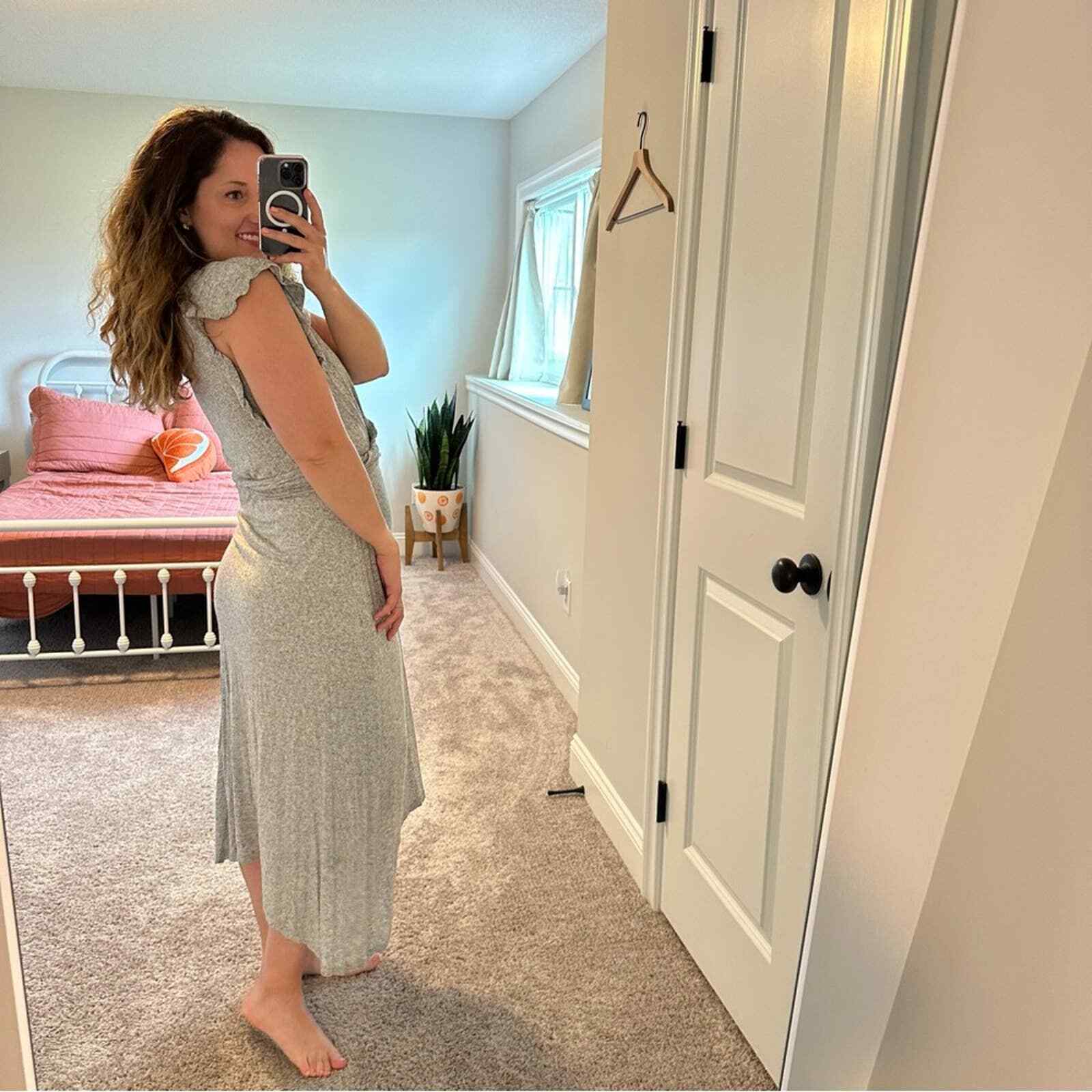 Rebecca Taylor Gray Flax Belted Maxi Dress Medium | eBay