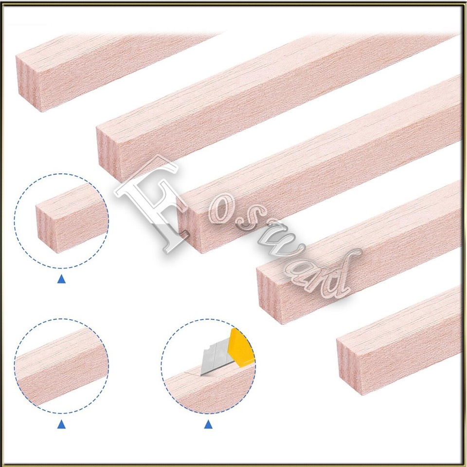 5X Balsa Wood Sticks Wood Strips Balsa Square Wooden Dowels Hardwood for Crafts | eBay